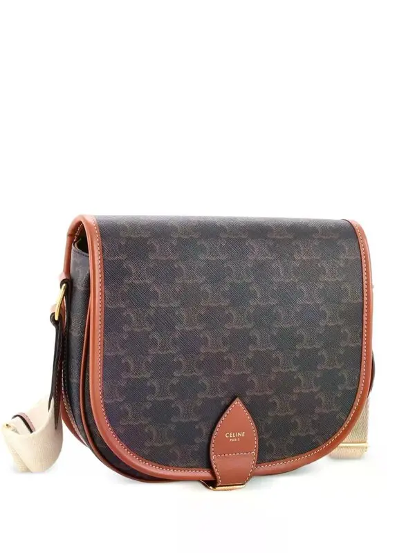 Celine Folco Bag Triomphe Coated Canvas Large Crossbody Bag