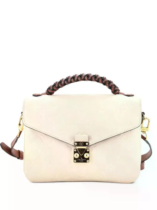 LOUIS VUITTON Braided Handle Pochette Métis Monogram Empreinte Leather Crossbody Bag - Neutrals