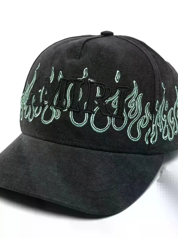 Amiri Flame Embroidered Baseball Cap - Black