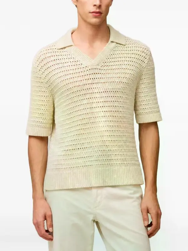 RETORI Openwork-stitch V-neck Cotton Cardigan