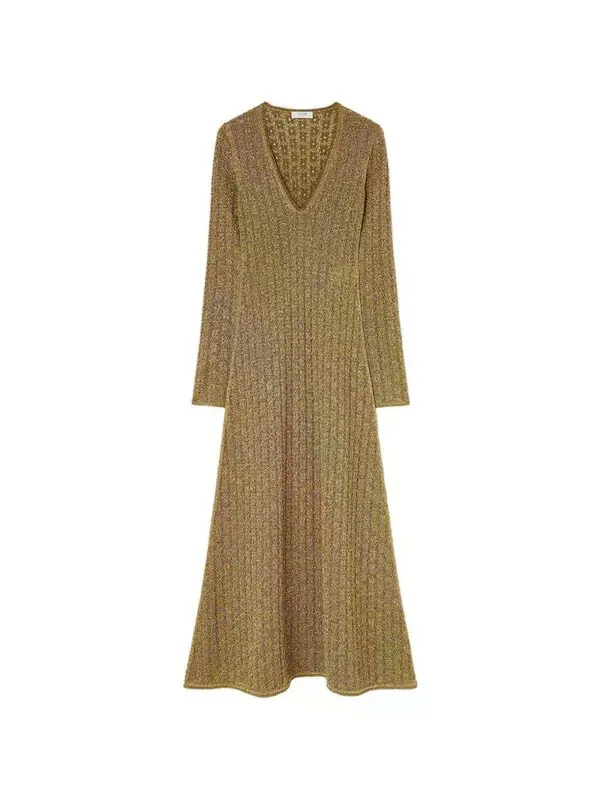RETORI Retro Floral-jacquard Knitted Maxi Dress - Brown
