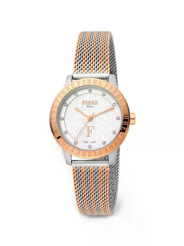 FERRE MILANO 30mm Mesh Link Watch - White