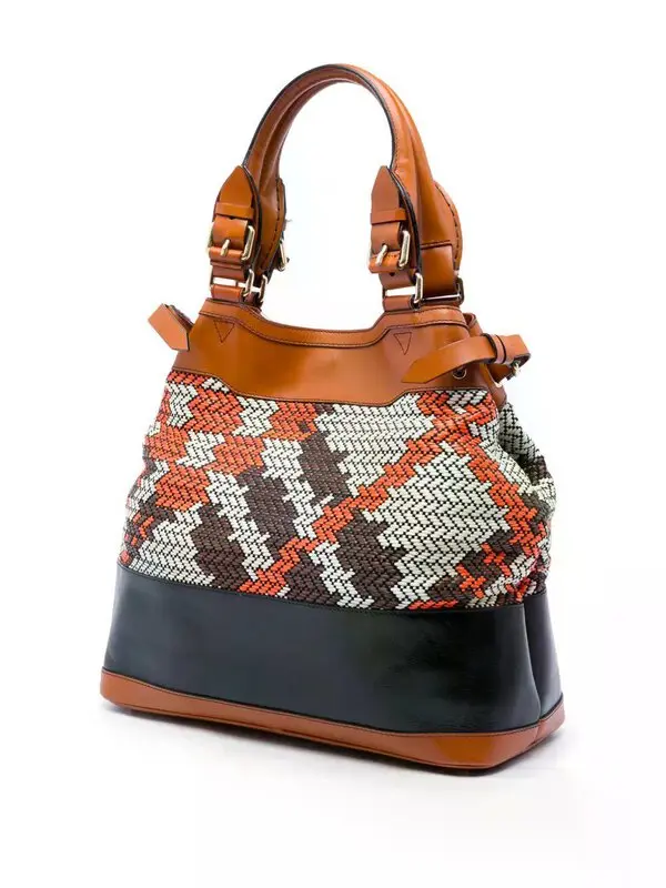 Burberry 2000-2017 Prorsum Woven Leather Check Tote Bag
