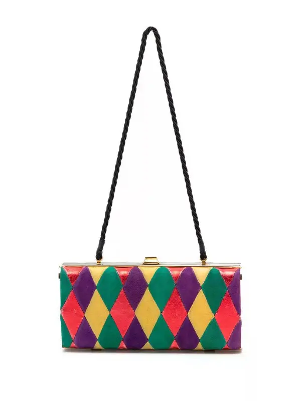 Miu Miu 1993-2010 Multicolor Velvet Harlequin Minaudiere Clutch With Strap Shoulder Bag - Multicolour