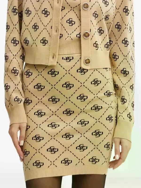 Guess Sarah Monogram-knit Mini Skirt - Neutrals