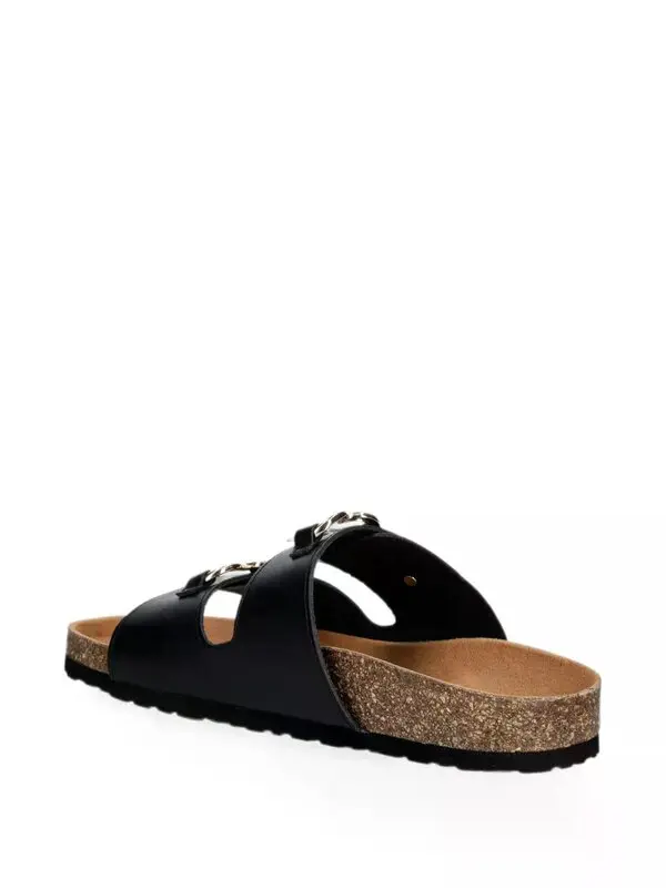 Moschino Heart-buckle Leather Slides