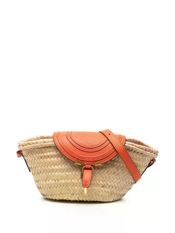 Chloé 2022 Mini Raffia Marcie Basket Crossbody Bag - Neutrals