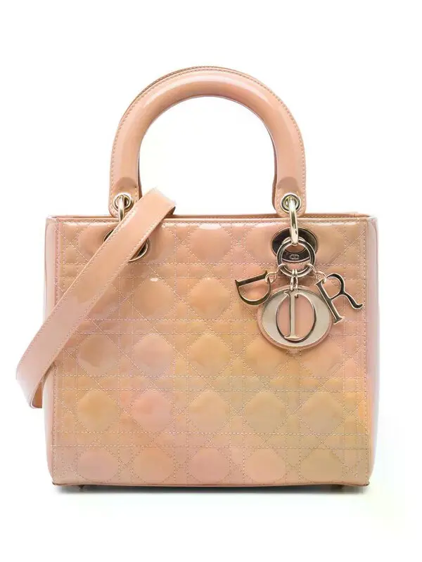 Dior 2019 Medium Patent Cannage Lady Satchel - Brown