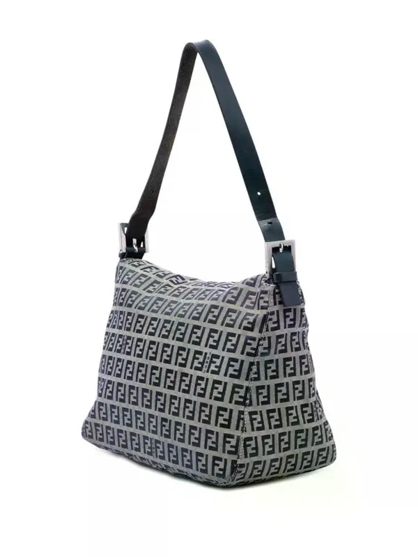 Fendi 2000-2010 Zucchino Canvas Double Flap Mamma Shoulder Bag