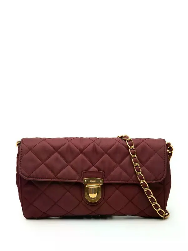 Prada 2013-2026 Impuntu Tessuto Chain Crossbody Bag - Red