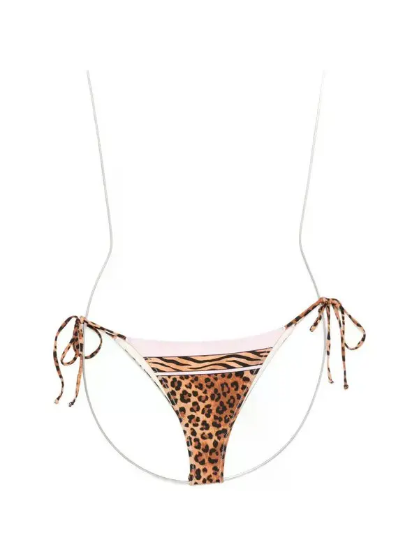 MC2 SAINT BARTH Marielle Animal-print Side-tie Bikini Bottoms - Brown