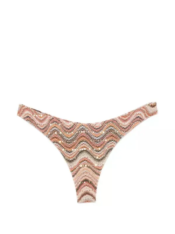 MC2 SAINT BARTH Sequin-embellished Zigzag Knit Bikini Bottoms - Brown
