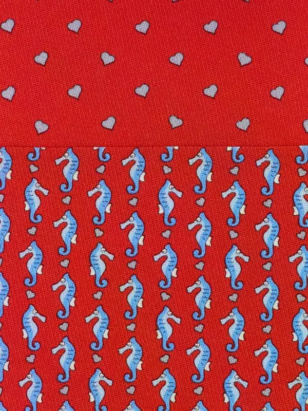 FERRAGAMO Seahorse Print Silk Neck Tie - Red