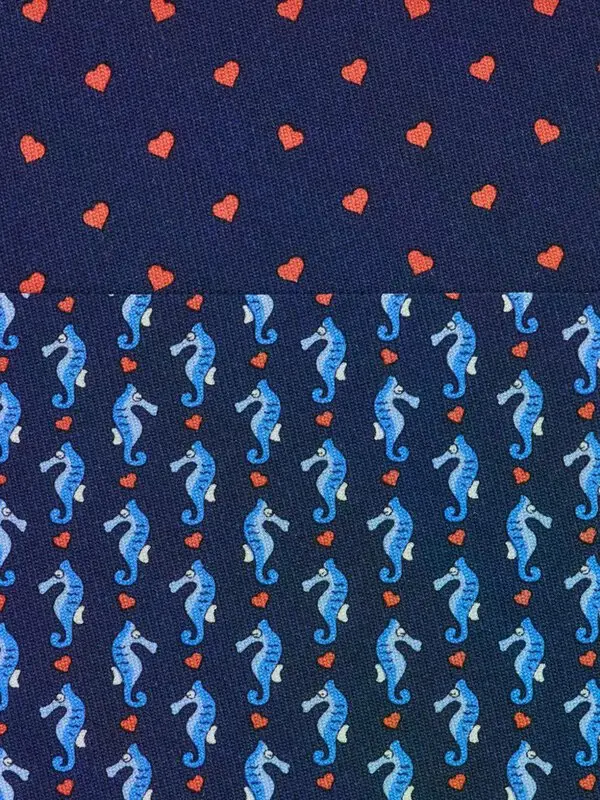 FERRAGAMO Seahorse Print Silk Necktie - Blue