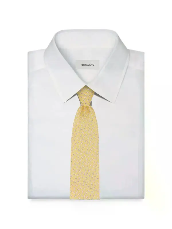 FERRAGAMO Charlie Print Silk Neck Tie