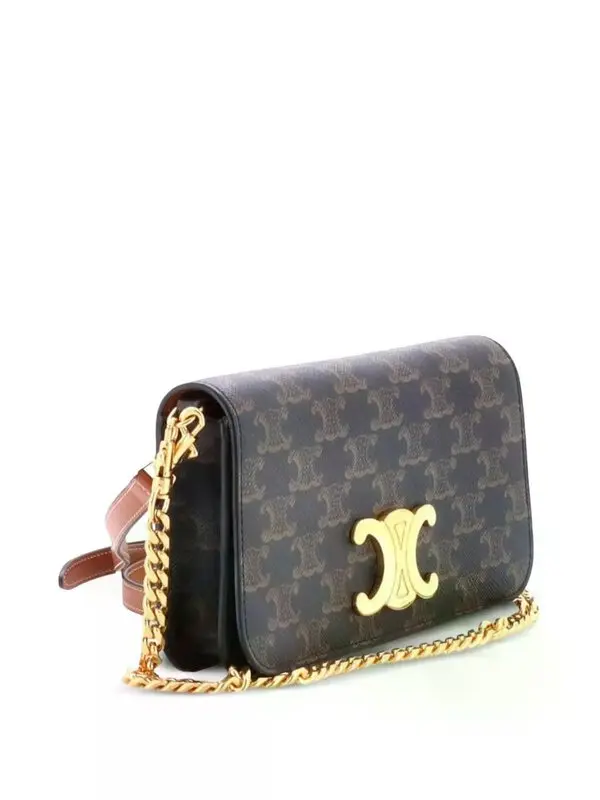 Celine Triomphe Coated Canvas Flap Crossbody Bag - Brown