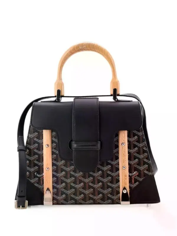 Goyard Saigon Top Handle Bag Coated Canvas With Leather Pm Satchel - Black