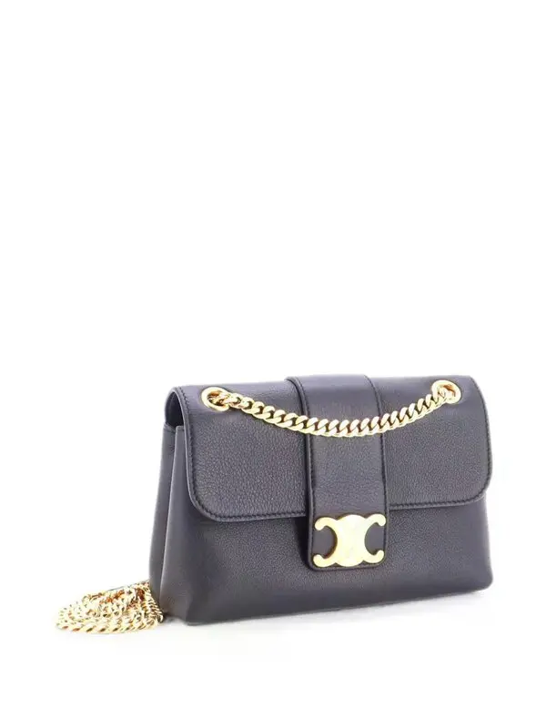 Celine Victoire Flap Leather Shoulder Bag - Black
