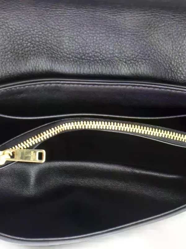 Celine Victoire Flap Leather Shoulder Bag - Black