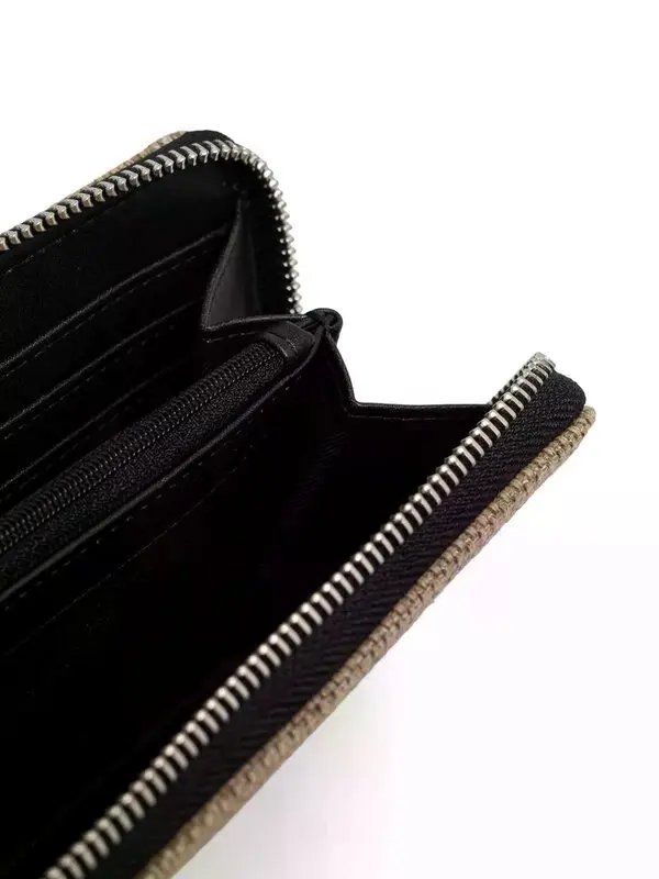 Moschino Logo-embroidered Woven Wallet - Neutrals