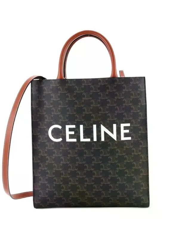 Celine Vertical Cabas Triomphe Coated Canvas Small Tote Bag - Brown