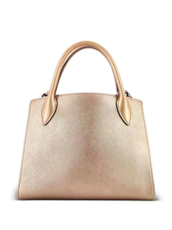 Prada Monochrome Saffiano With City Calf Small Tote Bag - Metallic