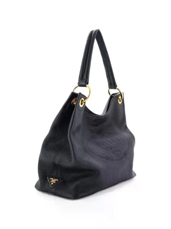 Prada Logo Embossed Vitello Daino Medium Hobo Bag