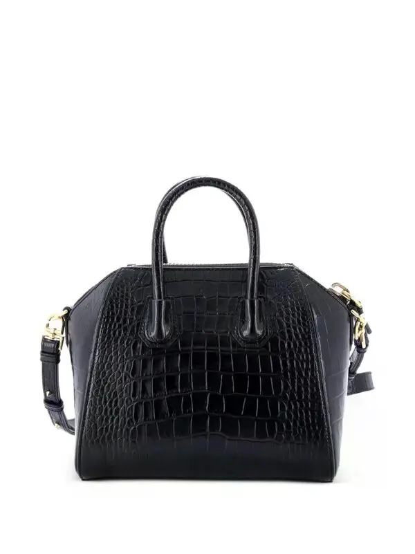 Givenchy Antigona Crocodile Embossed Leather Mini Crossbody Bag - Black