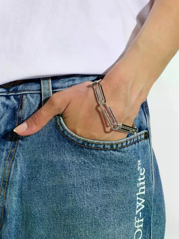 Off-White Crystal-embellished Paperclip-link Bracelet