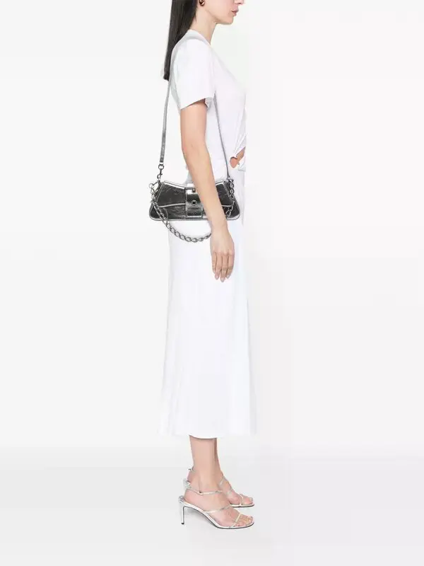 Balenciaga 2022 Small Metallic Calfskin Lindsay Satchel - Silver