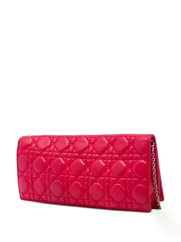 Dior 2011 Lambskin Cannage Lady Chain Convertible Clutch Crossbody Bag - Red