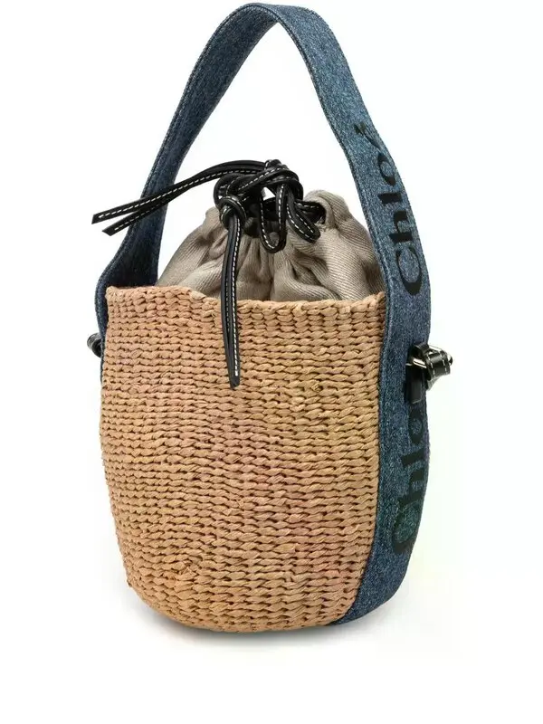 Chloé Small Raffia Bucket Bag Satchel - Neutrals