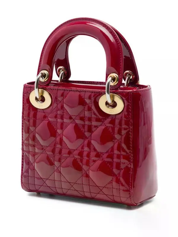Dior Patent Cannage Lady Satchel - Red