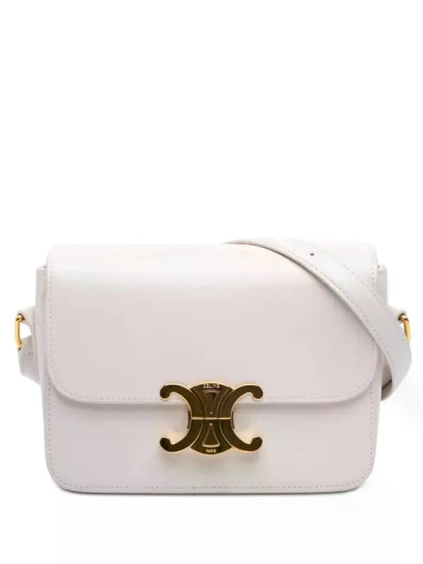 Celine Triomphe Crossbody Bag In Shiny Calfskin - Grey