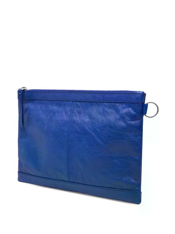 Balenciaga Lambskin Motocross Classic Clip M Clutch Bag - Blue