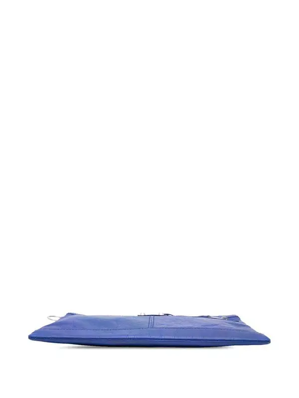 Balenciaga Lambskin Motocross Classic Clip M Clutch Bag - Blue