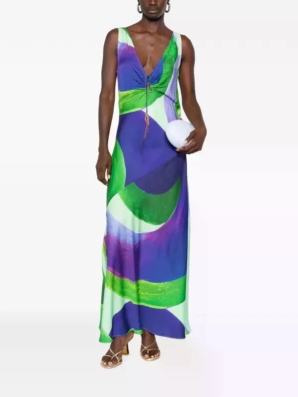 Themis Z Abstract Print Maxi Dress - Green