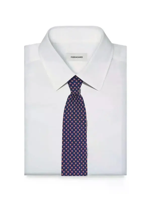 FERRAGAMO Mini Fish-print Silk Tie