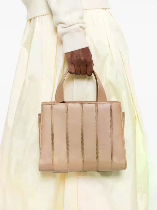 Max Mara Whitney Ribbed Leather Tote Bag - Neutrals