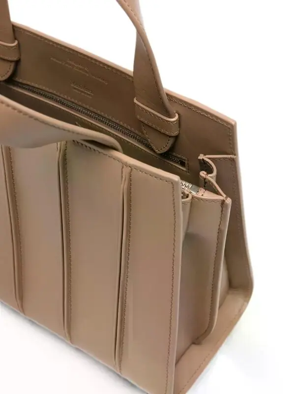 Max Mara Whitney Ribbed Leather Tote Bag - Neutrals