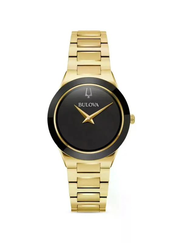 Bulova Millenia 32mm Watch With Dial And Gold-tone Stainless Steel Bracelet - Black