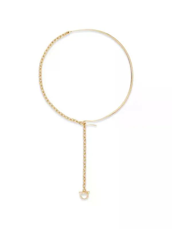 FERRAGAMO Crystal-embellished Gancini Pendant Necklace - Gold