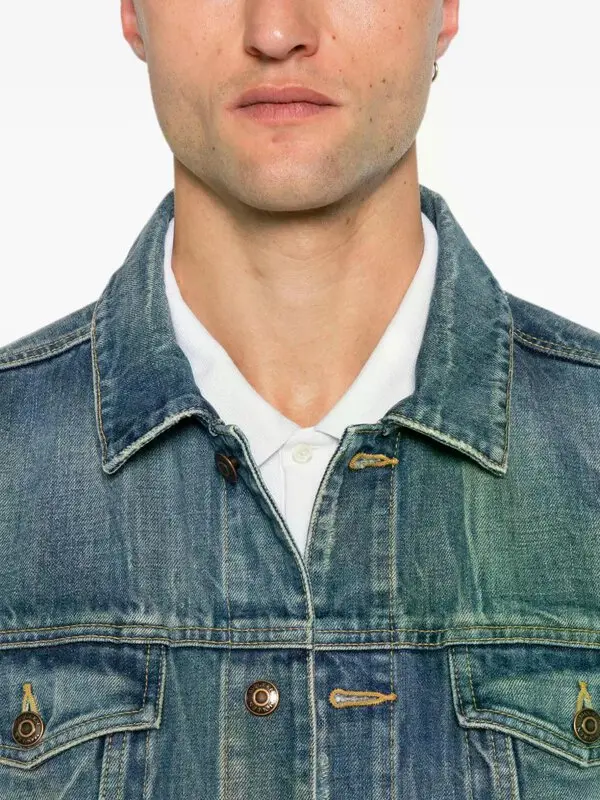 Alexander McQueen Distressed Faded Effect Denim Jacket