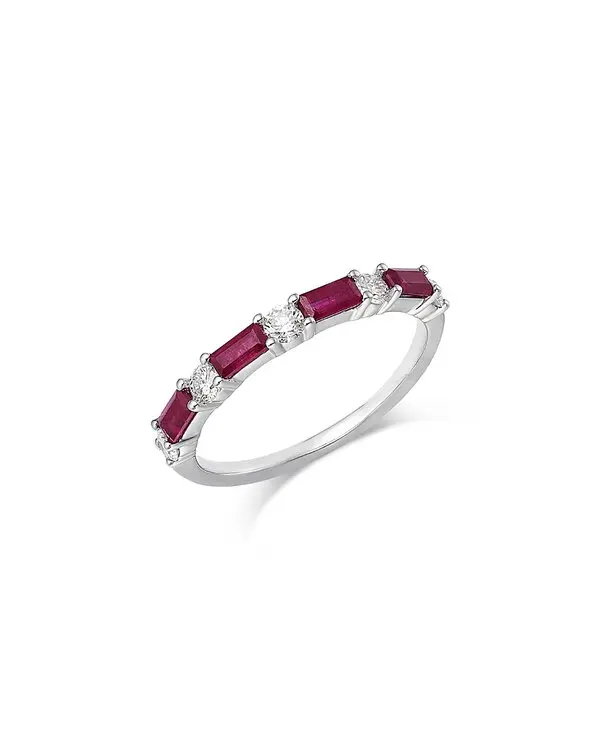 Bloomingdale'S Sapphire & Diamond Classic Band In 14k Gold - Ruby/white