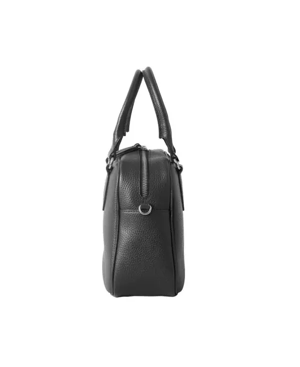 HYER GOODS La Corsa Leather Bowling Bag - Black/silver