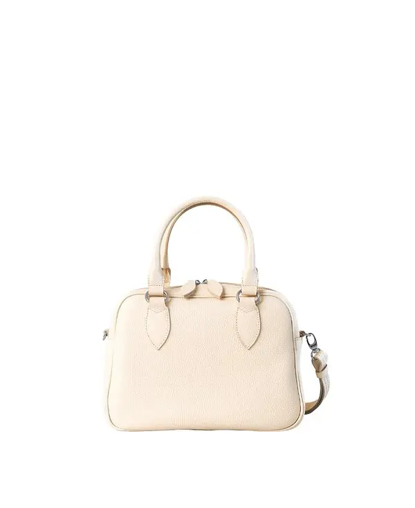 HYER GOODS La Corsa Leather Bowling Bag - Bone/silver