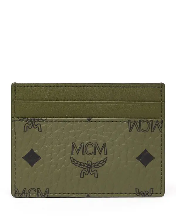 Mcm Aren Visetos Logo Card Case - Khaki Moss