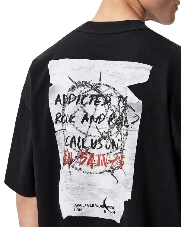 ALLSAINTS Caller Rock And Roll Logo Graphic T-shirt - Washed Black