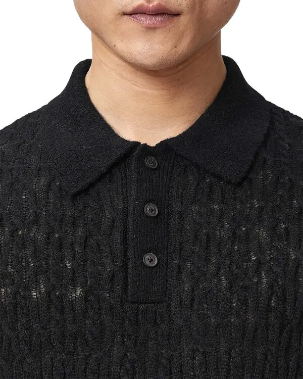 ALLSAINTS Cyclone Knit Polo Shirt - Black