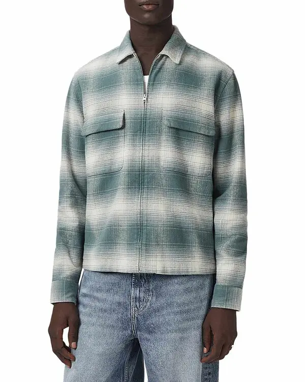 ALLSAINTS Polanco Flap Pocket Check Shirt - Blue